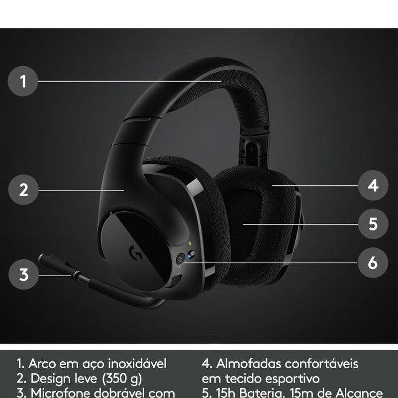 Fone De Ouvido Sem Fio Para Jogo Logitech G533 - Mobcom Loja Online